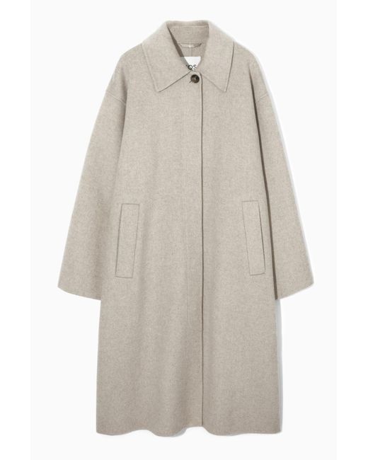 COS Collared Double-faced Wool Coat in Gray | Lyst