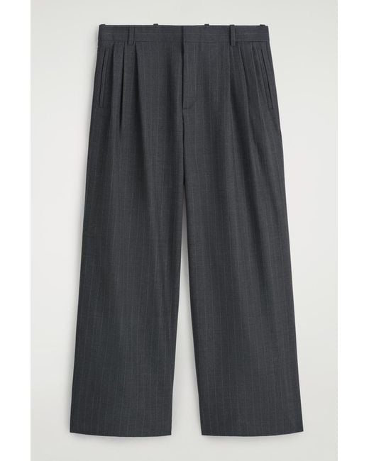 COS Merino Wool Wide-Leg Trousers in Grey for Men | Lyst UK