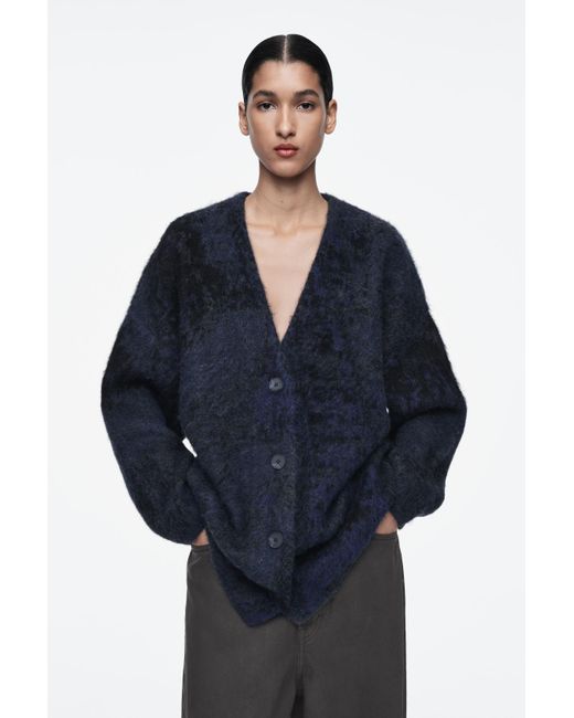 COS Alpaca-blend Jacquard Cardigan in Blue | Lyst