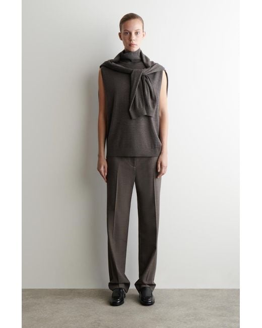 COS Merino Wool Roll-Neck Vest in Brown | Lyst UK