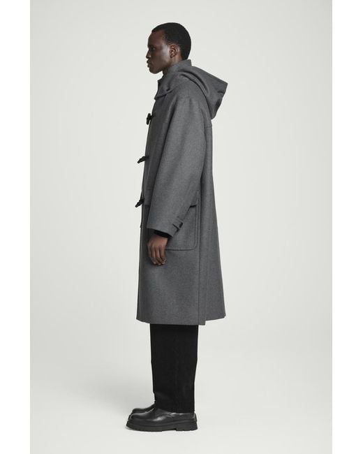 COS Hooded Wool Duffle Coat in Grey for Men | Lyst UK