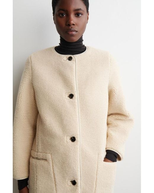 COS Longline Teddy Jacket in Natural | Lyst UK