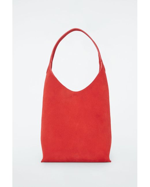 COS Serif Mini Tote - Suede in Red | Lyst