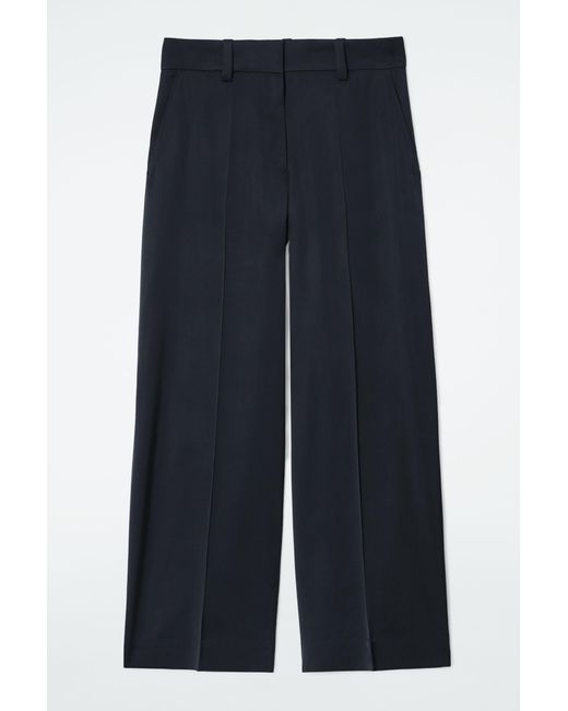 COS Tailored Satin Wide-leg Pants in Blue | Lyst UK
