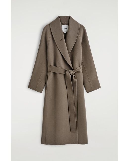 COS Belted Double-Faced Wool Coat in Natural | Lyst UK