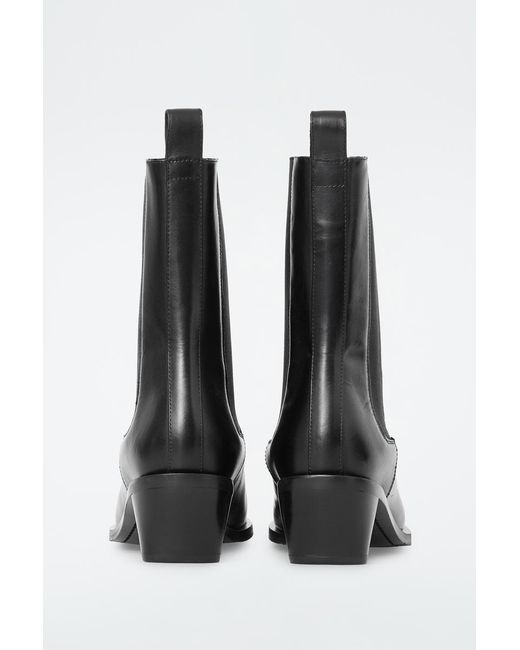 COS Square-toe Leather Chelsea Boots in Black | Lyst