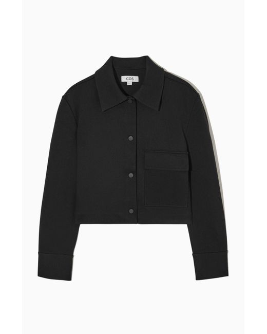 COS Cropped Twill Jacket in Black | Lyst