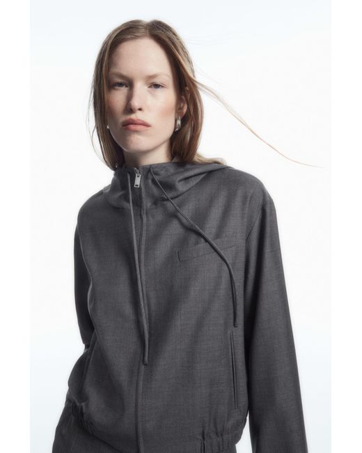 COS Tailored Wool Hooded Jacket in Black | Lyst