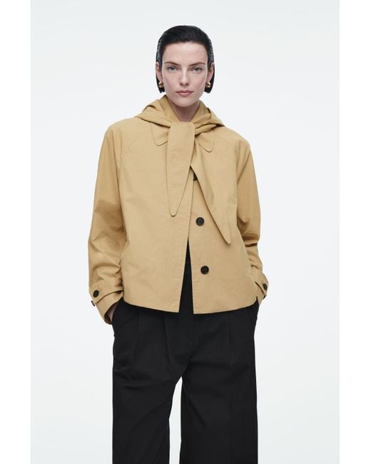 COS Detachable-hood Short Trench Coat in Natural | Lyst