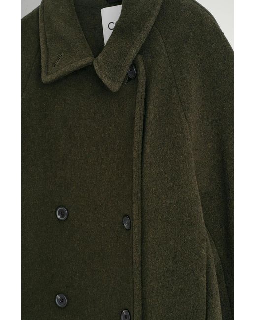 COS Oversized Double-Breasted Wool Long Coat in Green | Lyst UK