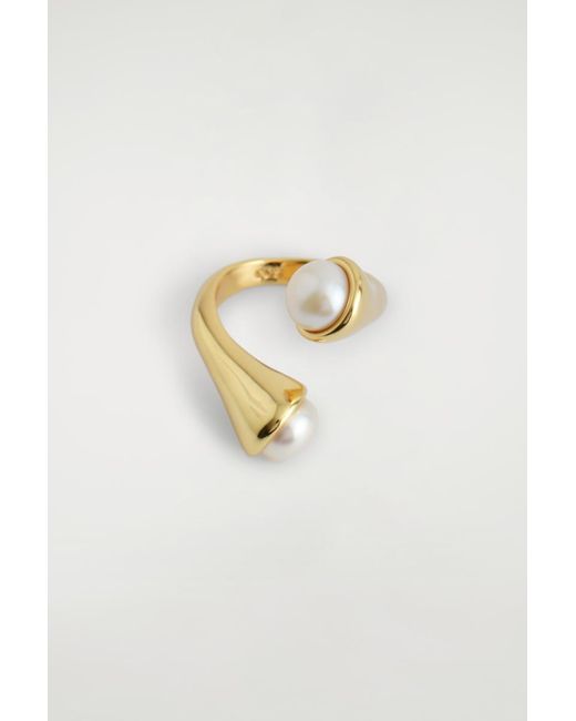 COS Twisted Freshwater Pearl Ring in White | Lyst UK