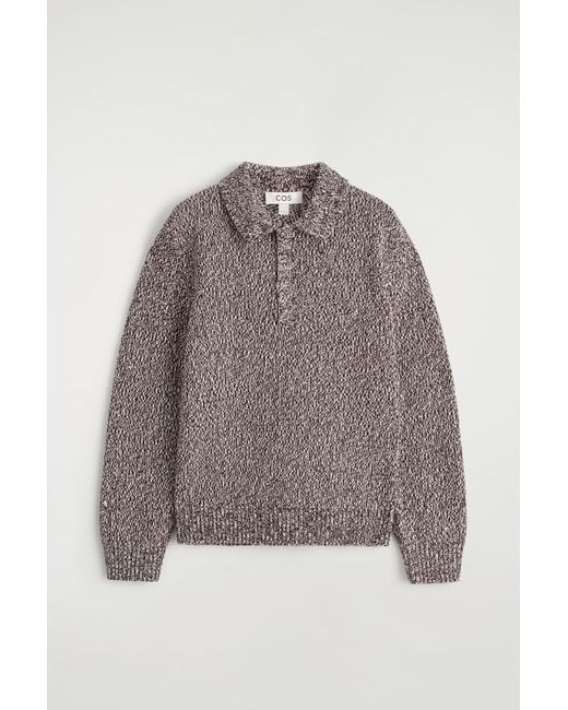 COS Wool-Blend Half-Zip Polo Jumper in Grey for Men | Lyst UK