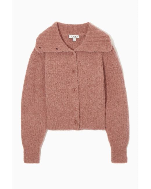 COS Spread-collar Textured Alpaca Cardigan in Pink | Lyst