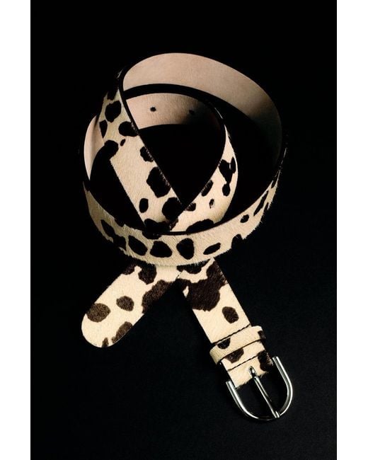 COS Animal-Print Pony Hair-Effect Leather Belt in Natural | Lyst UK