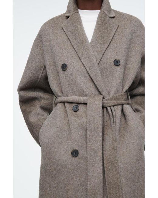 COS Oversized Double-breasted Wool Coat in Brown | Lyst UK