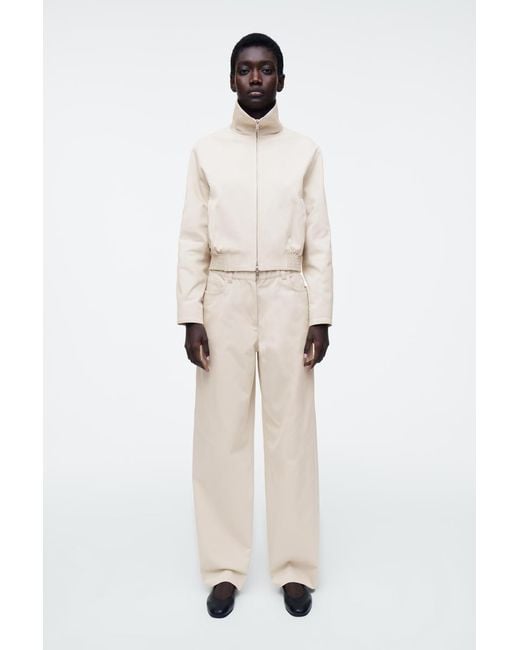 COS Funnel-neck Bomber Jacket in Natural | Lyst UK