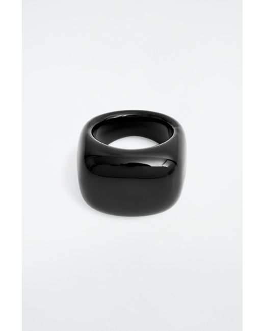 COS Domed Glass Ring in Black | Lyst