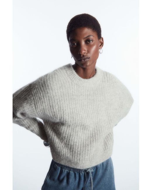 COS Cropped Alpaca And Wool-blend Sweater in White | Lyst