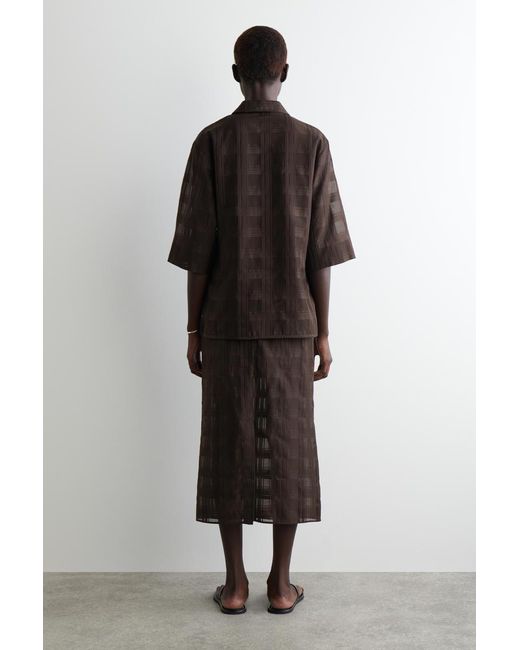 COS Sheer Checked Resort Shirt in Brown | Lyst UK