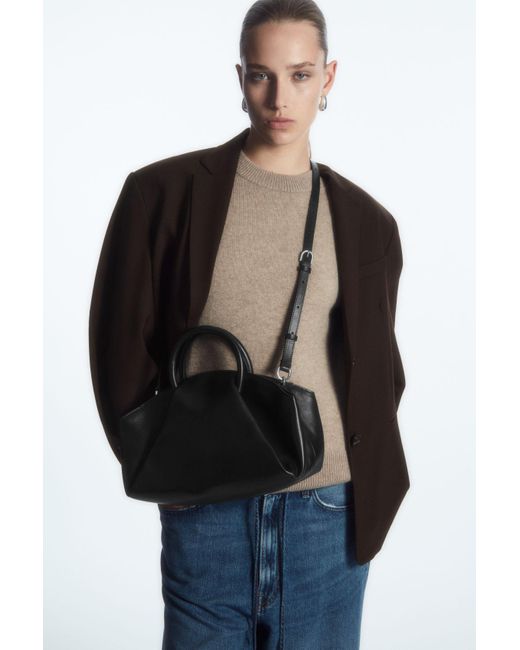 COS Fold Shoulder Bag - Leather in Black | Lyst