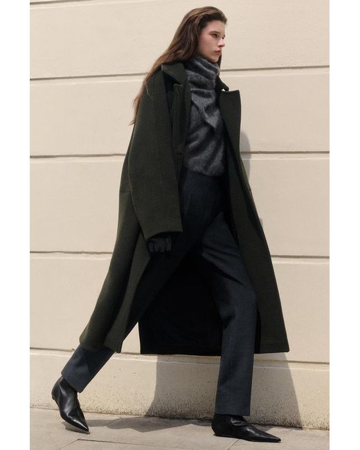 COS Oversized Double-Breasted Wool Long Coat in Green | Lyst UK