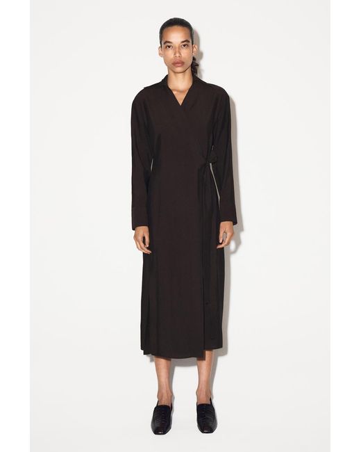 COS Modal Midi Wrap Dress in Brown | Lyst UK