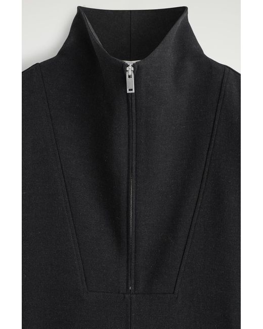 COS Mock-Neck Zip-Up Top in Black | Lyst UK
