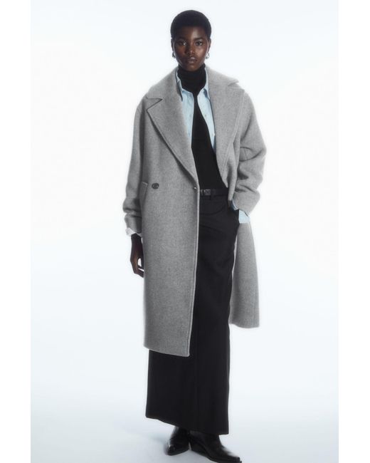 COS Oversized Double-breasted Wool Coat in Gray | Lyst