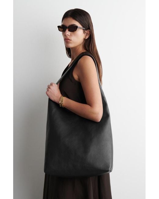 COS Serif Tote Bag - Leather in Black | Lyst