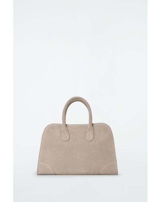 COS Mini Studio Bowling Bag - Suede in Natural | Lyst UK