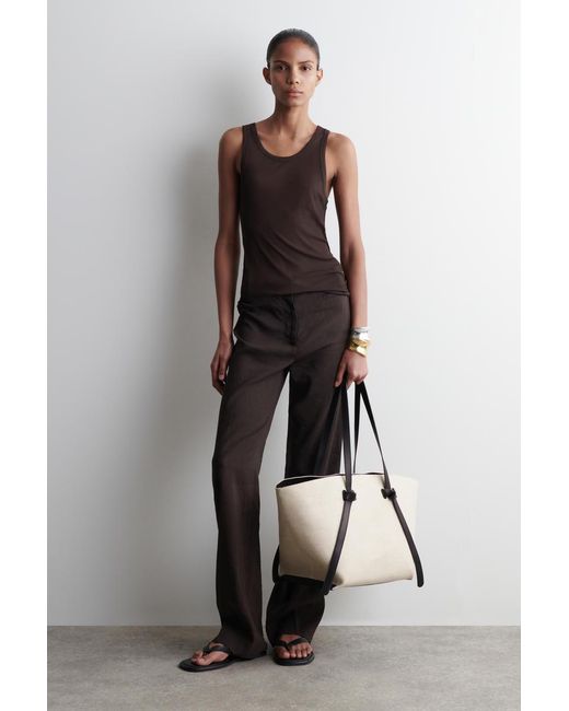 COS Pinch Tote Bag in Natural | Lyst