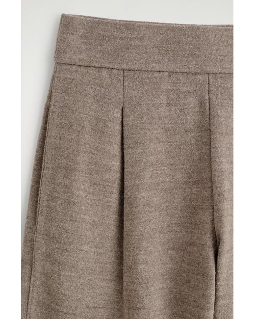 COS Boiled-Wool Barrel-Leg Trousers in Natural | Lyst UK