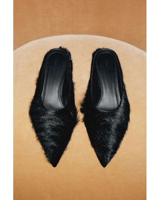 COS Pointed Pony Hair Mules in Black | Lyst UK