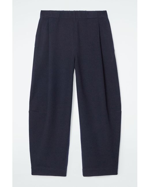COS Boiled-wool Barrel-leg Trousers in Blue | Lyst