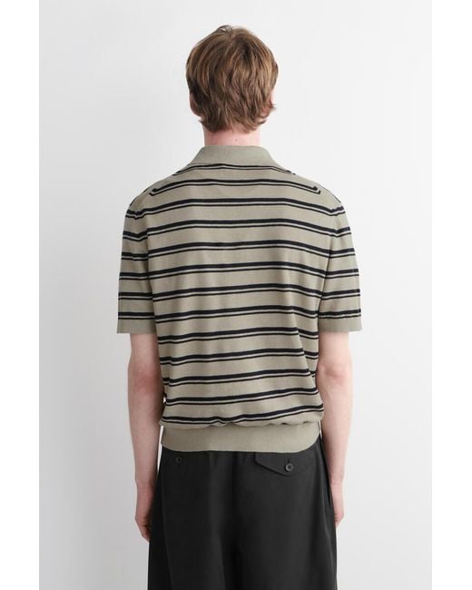 COS Knitted Linen Polo Shirt in Natural for Men | Lyst