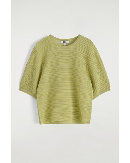 COS Pleated Knitted T-Shirt in Green | Lyst