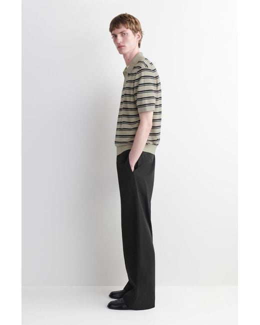 COS Knitted Linen Polo Shirt in Natural for Men | Lyst