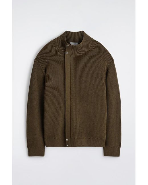 COS Ribbed Wool Funnel-Neck Jacket in Brown for Men | Lyst UK