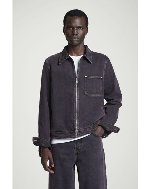 COS Boxy Denim Zip-up Jacket in Blue for Men | Lyst