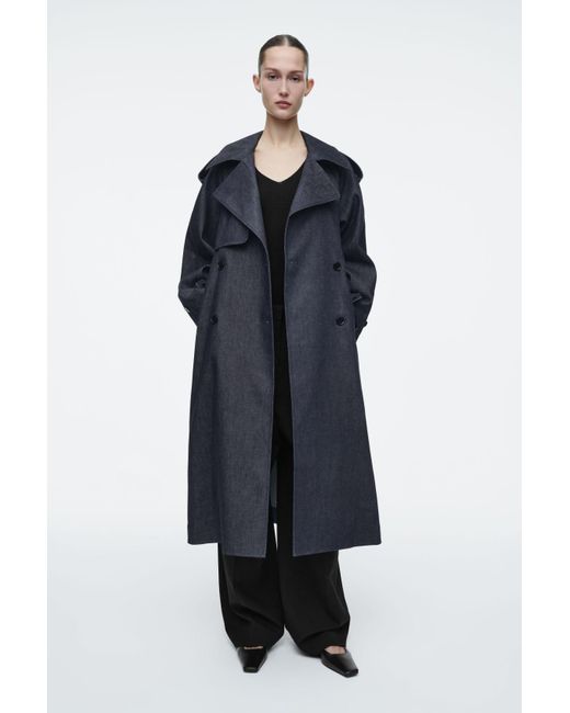 COS Oversized Denim Trench Coat in Blue | Lyst