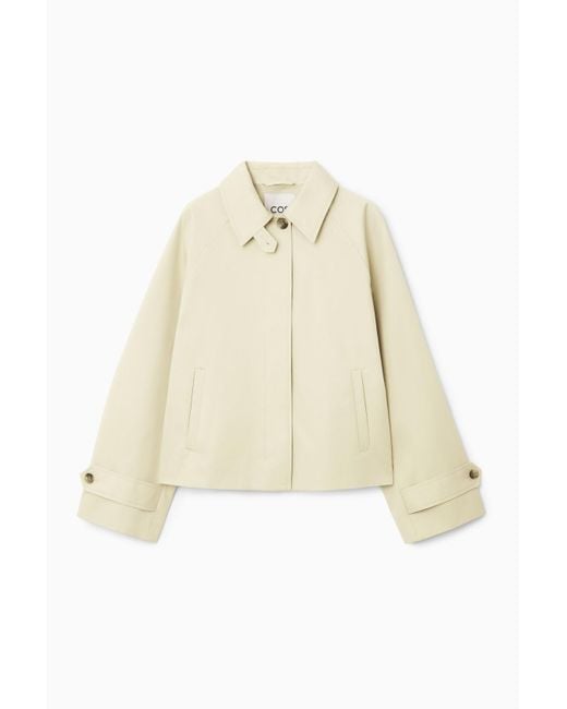 COS Short Twill Trench Coat in Natural | Lyst