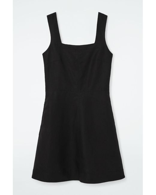 COS Square-neck Mini Pinafore Dress in Black | Lyst