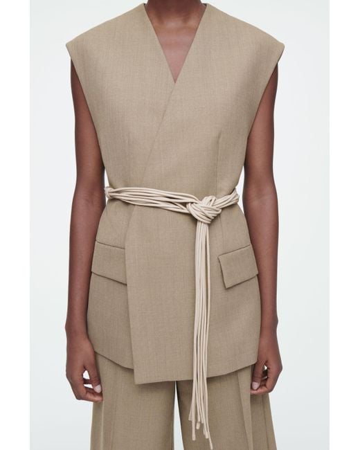 COS Leather Cord Belt in White | Lyst