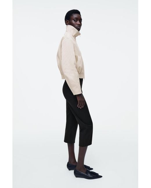 COS Funnel-neck Bomber Jacket in Natural | Lyst UK