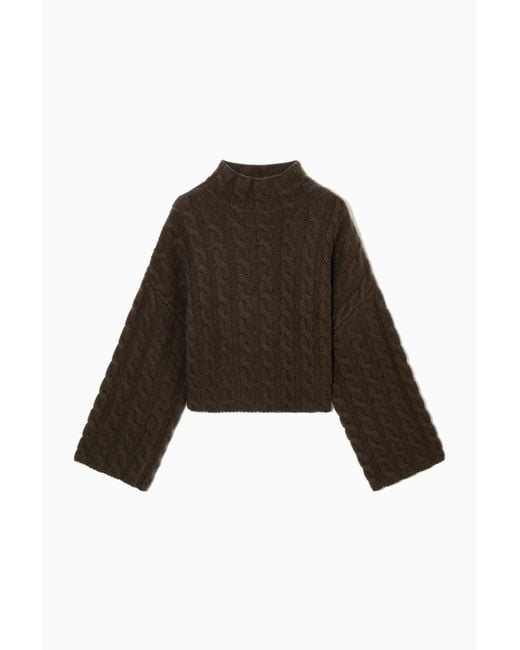 COS Cable-knit Turtleneck Sweater in Brown | Lyst UK