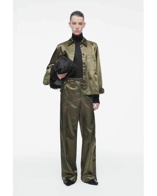 COS Pintucked Satin Utility Pants in Green | Lyst