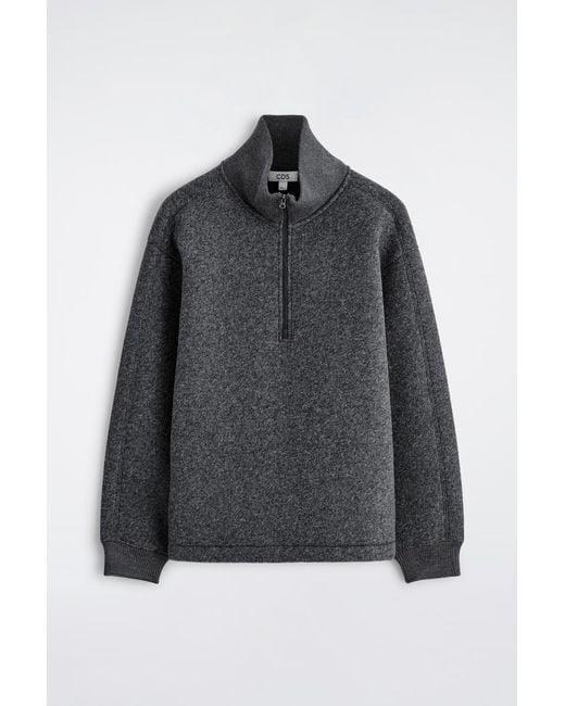COS Oversized Felted-Scuba Funnel-Neck Sweater in Black for Men | Lyst UK