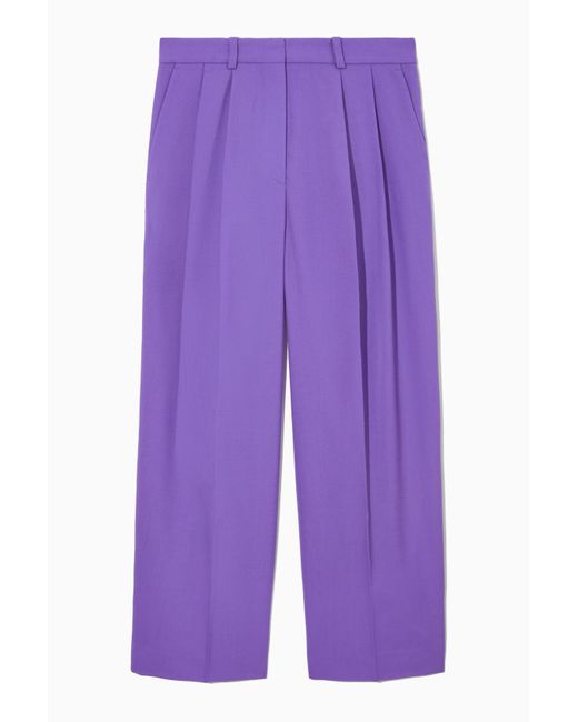 COS Wide-leg Tailored Wool Pants in Purple | Lyst