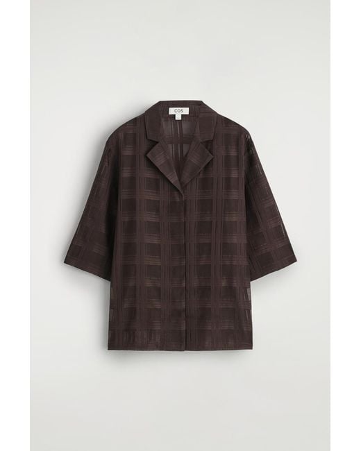 COS Sheer Checked Resort Shirt in Brown | Lyst UK