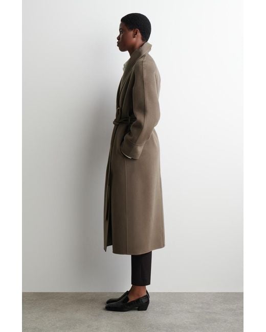 COS Belted Double-Faced Wool Coat in Natural | Lyst UK